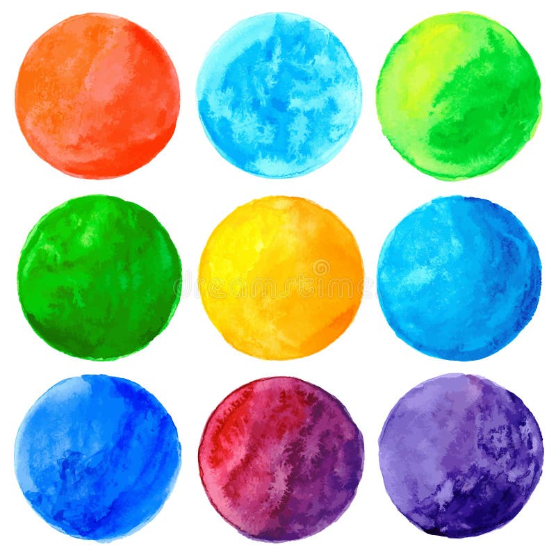 Watercolor Hand Painted Circle Shape Design Elements Stock Vector ...