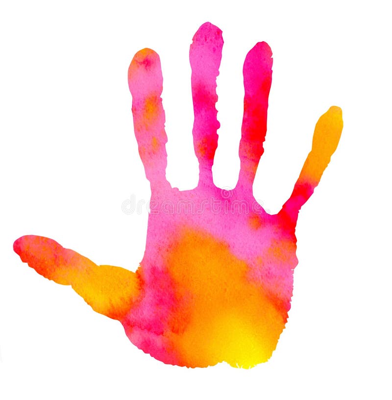 Watercolor handprint stock illustration. Illustration of handprint ...