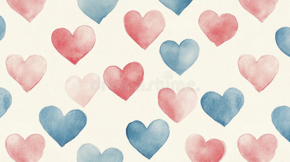 Watercolor Hearts Pattern Background Stock Illustration - Illustration ...