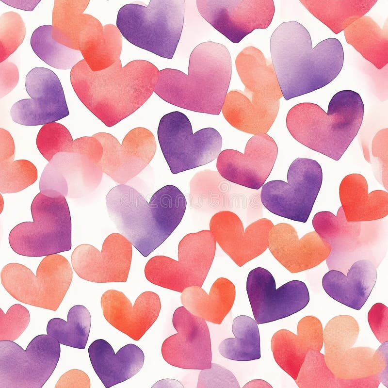 Watercolor Hearts Pattern: Vibrant Valentines Design for Love-Themed ...