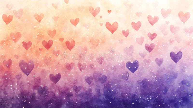 Watercolor Hearts Romantic Gradient Background Design Stock ...
