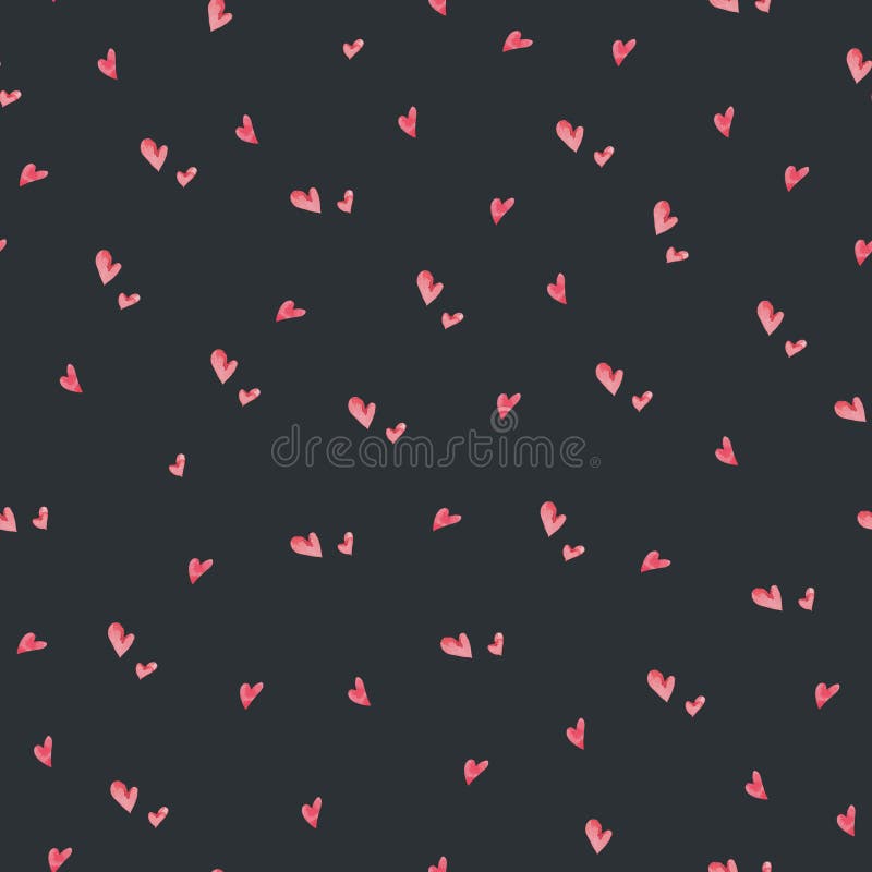 Watercolor Hearts Seamless Pattern, Gentle Love Stock Illustration ...