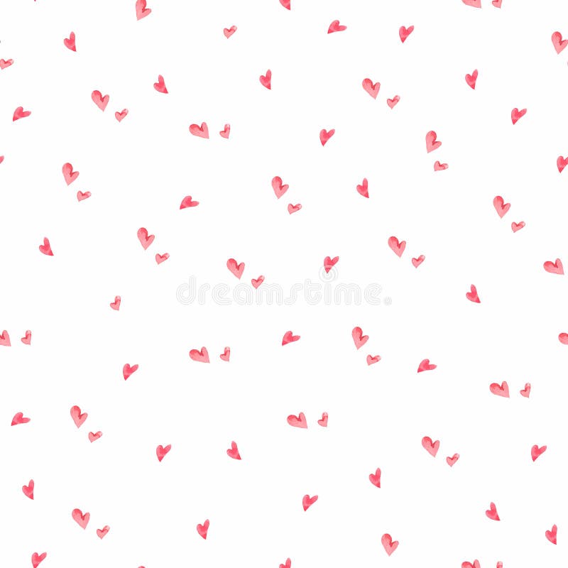 Watercolor Hearts Seamless Pattern, Gentle Love Stock Illustration ...