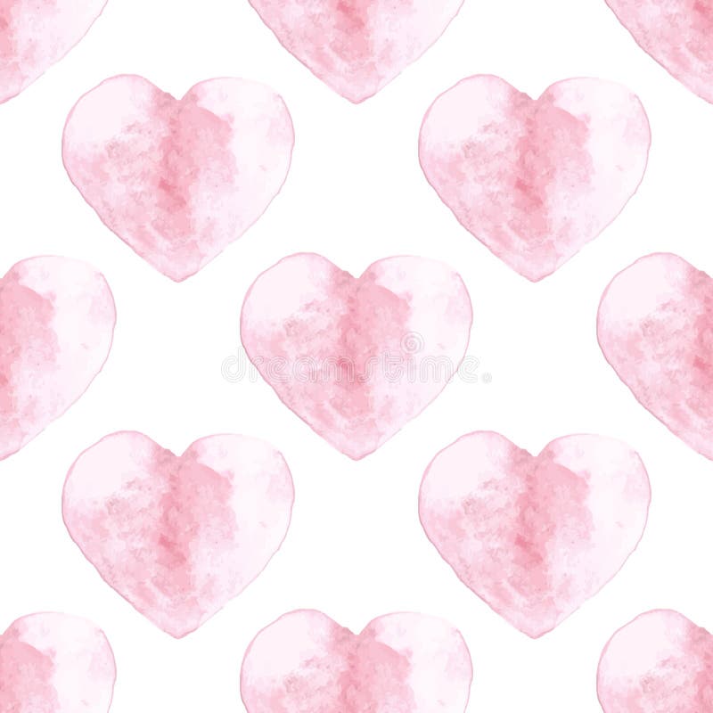 Watercolor Hearts Seamless Pattern. Hand Drawn Painted Background ...