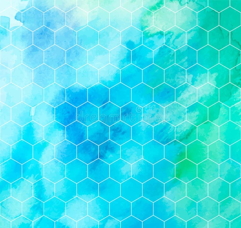 Watercolor Hexagon Vector Pattern Stock Vector - Illustration of blue ...