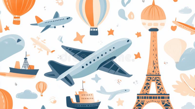 Watercolor Holiday Decor Set for Travel-themed Decorations Stock Photo ...