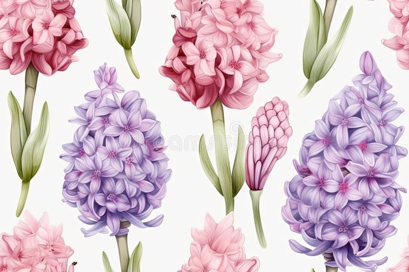 Watercolor Hyacinth Pattern Stock Illustrations – 1,139 Watercolor ...