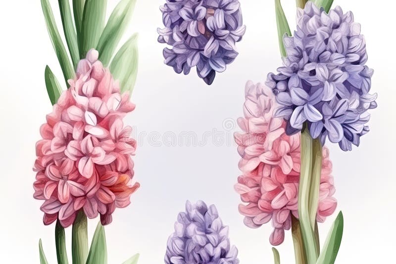 Watercolor Hyacinth Pattern Stock Illustrations – 1,139 Watercolor ...