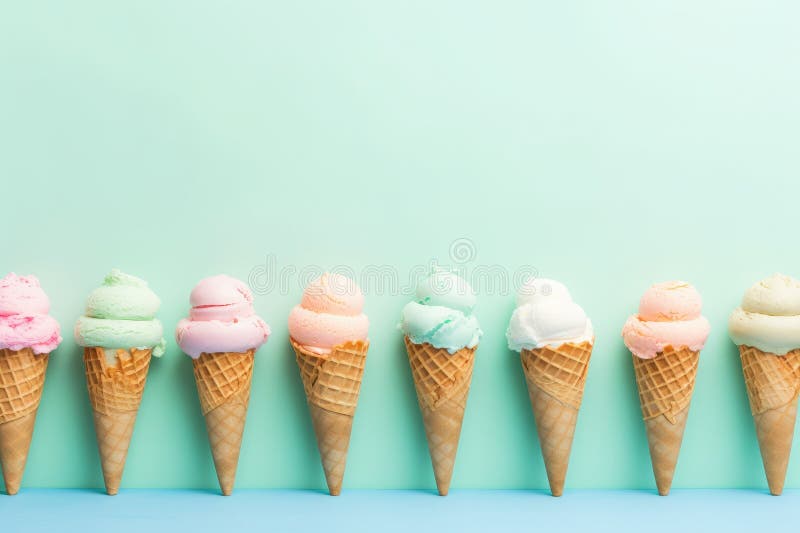 Watercolor Ice Cream Cones Frame Stock Illustration - Illustration of ...