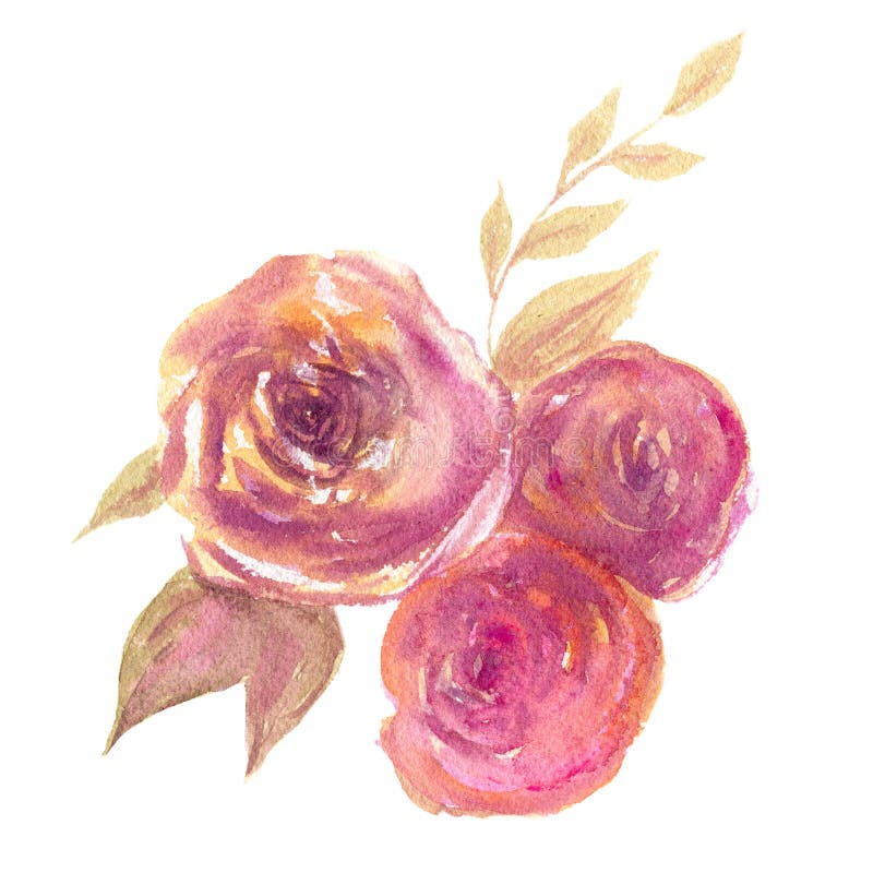 Watercolor Illustration with Abstract Vintage Roses Stock Illustration ...