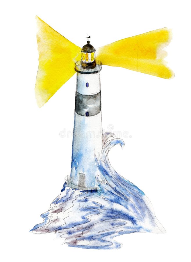 Beacon Isolated on White Background, Watercolor Illustration. Stock ...