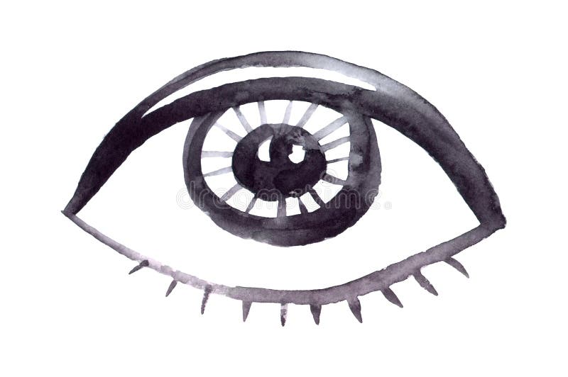 Watercolor Illustration. Black Eye on White Background Stock ...
