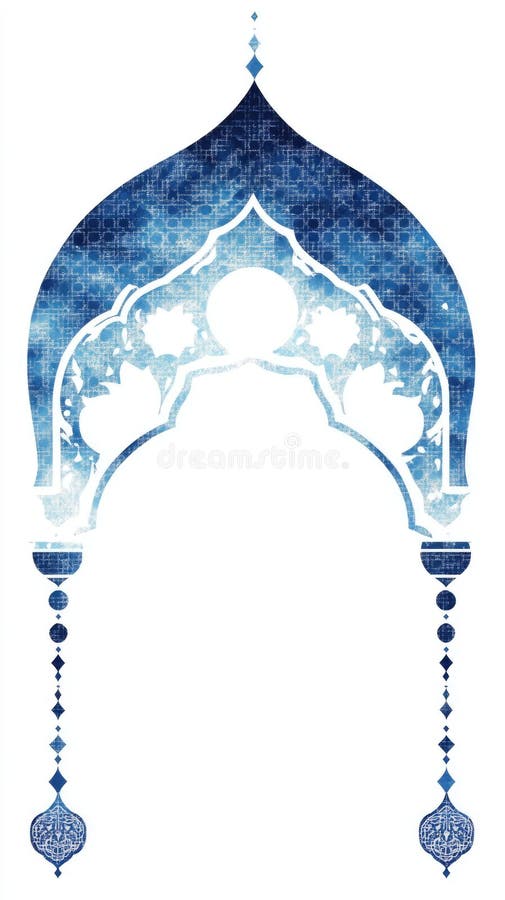 Watercolor Illustration of a Blue and White Arch with Intricate Details ...