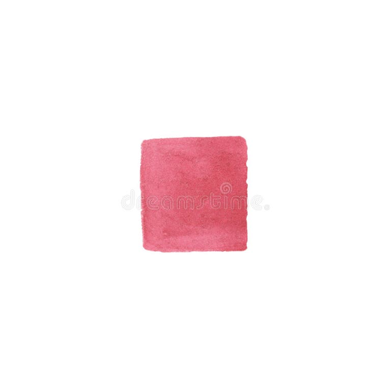 Watercolor Illustration Bold Rectangular Square Red Scarlet Bright Spot ...