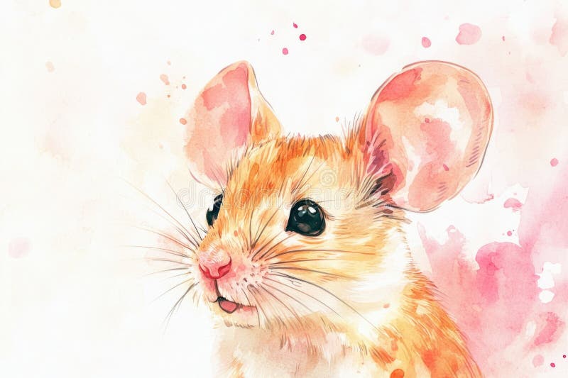 Watercolor Illustration of a Brown Mouse Stock Photo - Image of trees ...