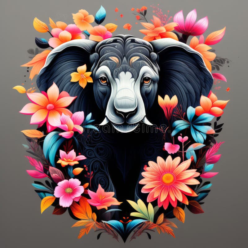 Watercolor Illustration of a Bull in Abstract Style. Stock Illustration ...