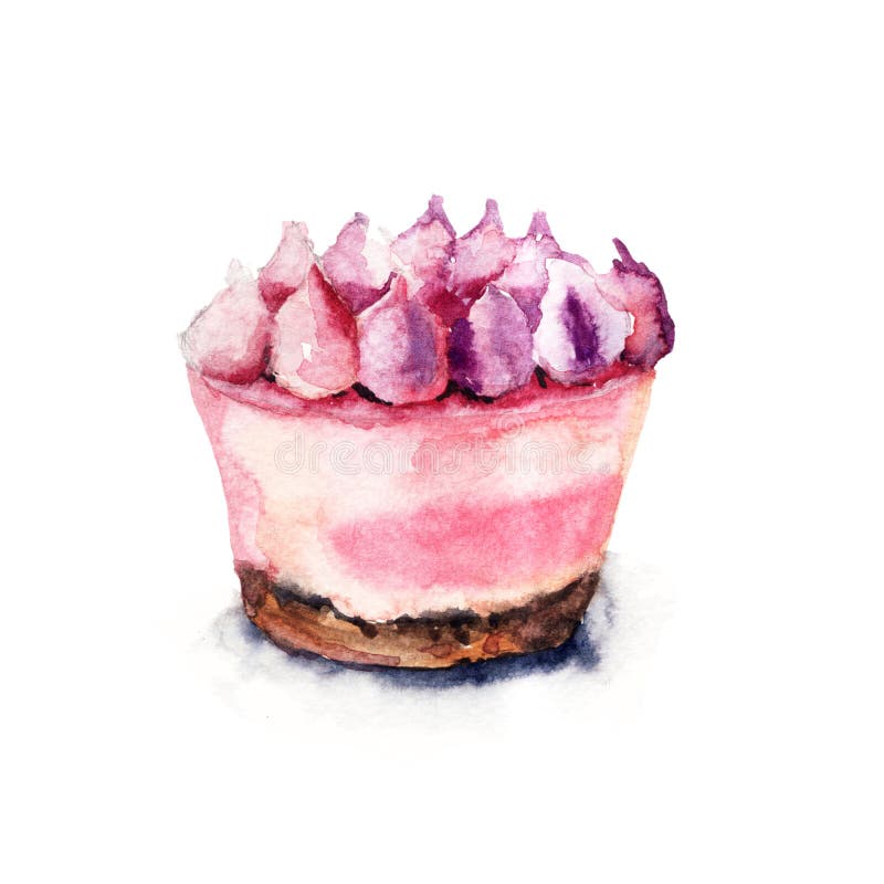 Watercolor Illustration of Cake Stock Illustration - Illustration of ...