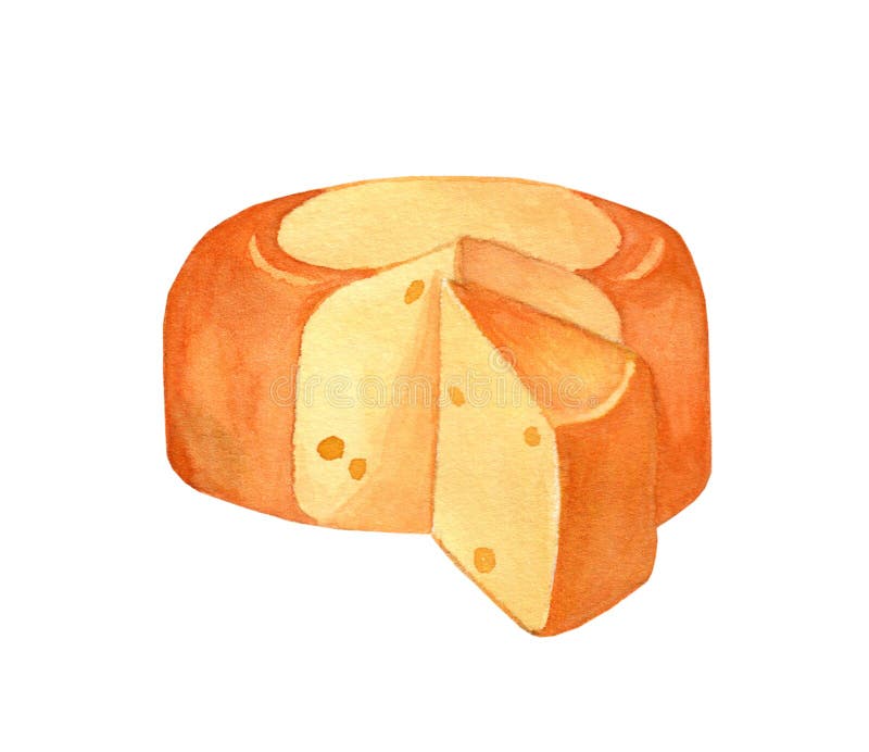 Watercolor Illustration of Cheese Stock Photo - Image of food, white ...