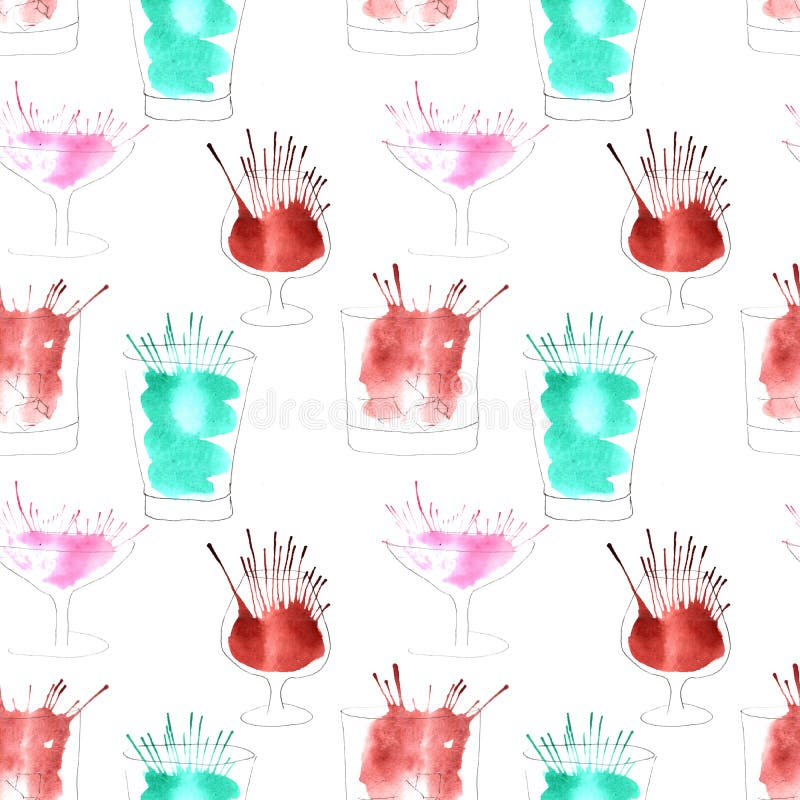 Cocktails Pattern Background Stock Vector - Illustration of repeat ...