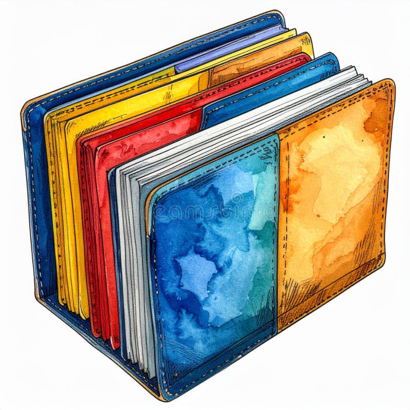 Watercolor Illustration of a Colorful Book Stack Stock Illustration ...