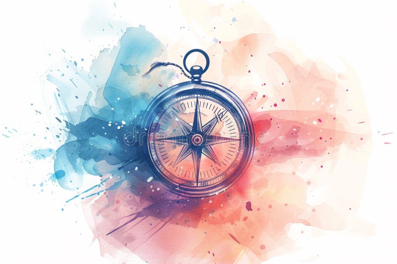 Compass Watercolor Illustration Stock Illustration - Illustration of ...