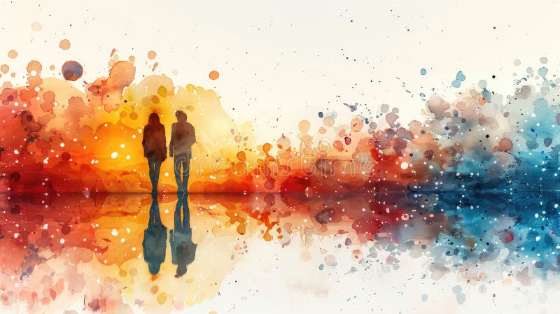 Watercolor Illustration of a Creative Team Engaged in Conversation ...