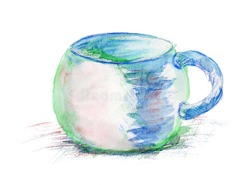 Watercolor Illustration of Cup Stock Illustration - Illustration of ...