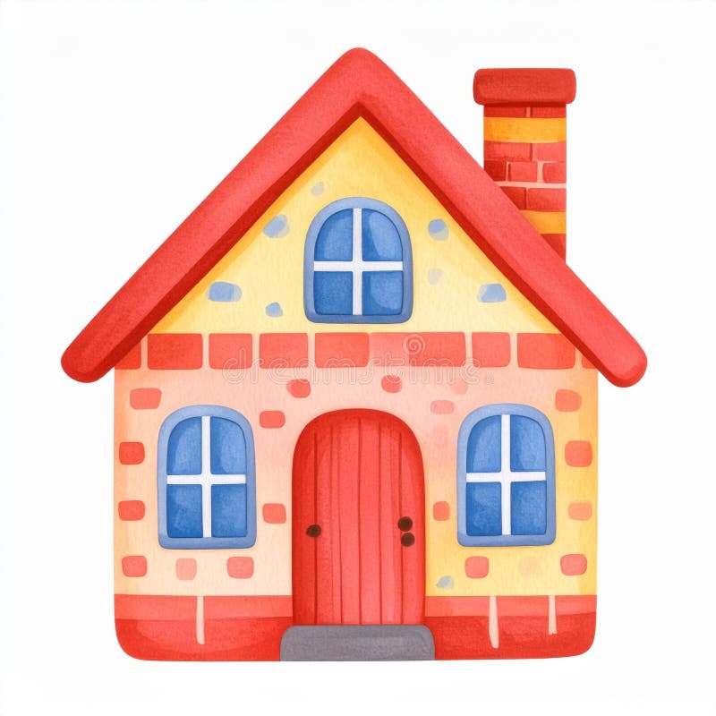 Watercolor Illustration of a Cute Brick House Stock Illustration - Illustration of warm ...