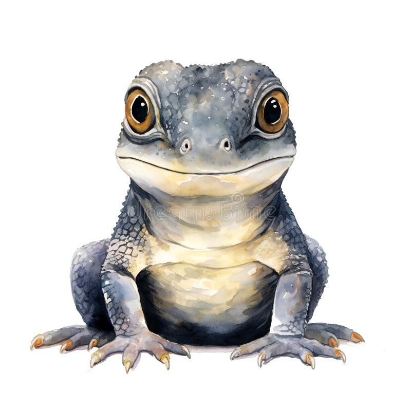 Watercolor Illustration of a Cute Toad on a White Background Stock ...