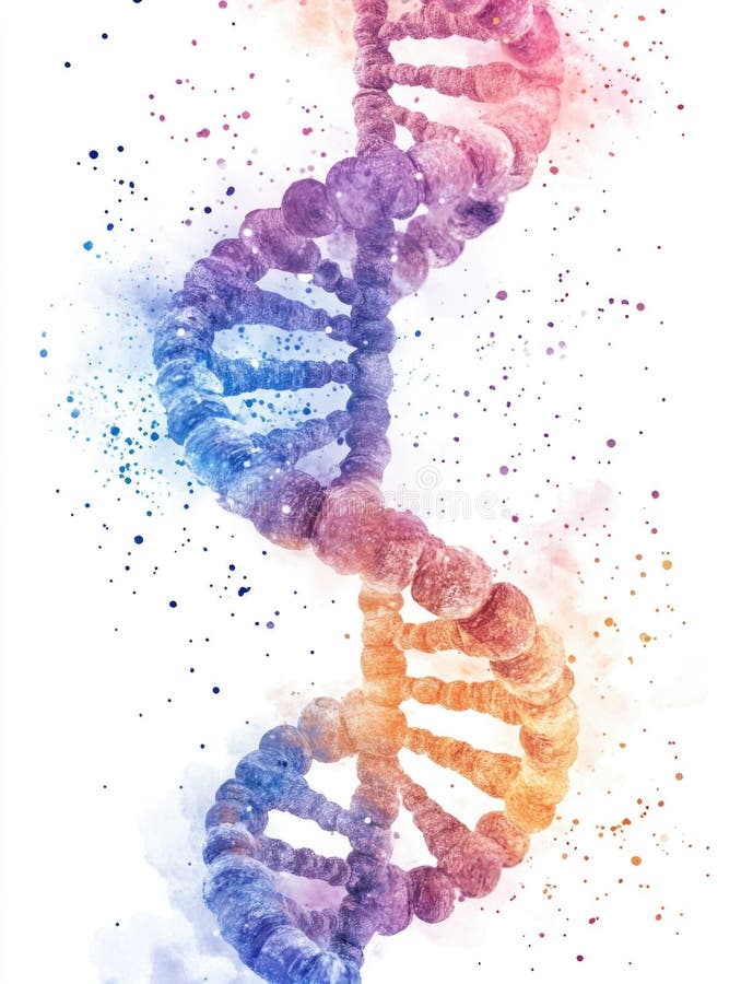 Watercolor Illustration of a Double Helix Structure of DNA, for ...