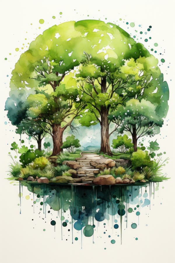 Watercolor Illustration Environmentally Friendly Planet. AI Generative ...