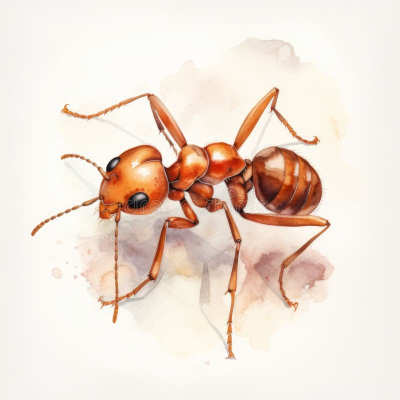 A Watercolor Illustration of a Fire Ant Close Up Generative AI Stock ...