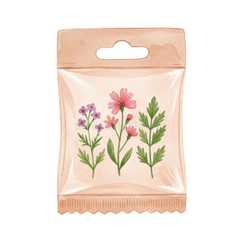 Watercolor Illustration of Flower Seed Packet Stock Illustration ...
