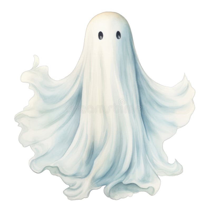 A Watercolor Illustration of a Friendly Ghost Stock Illustration ...