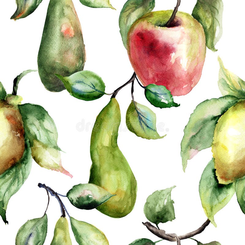 Watercolor Illustration of Fruits Stock Illustration - Illustration of ...