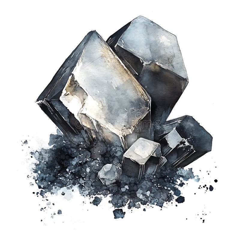Watercolor Illustration of Grey Crystals Stock Illustration ...