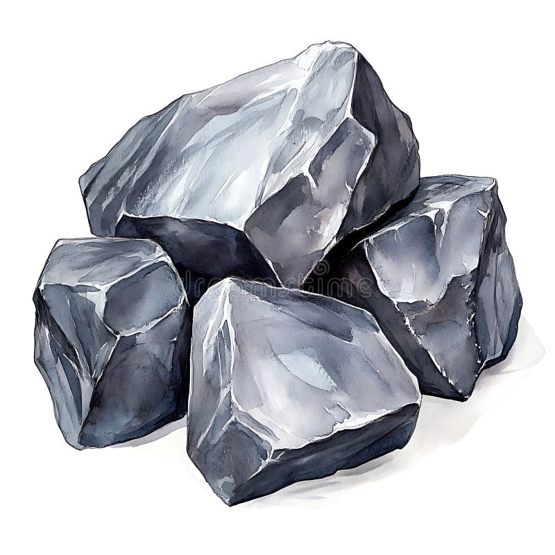 Watercolor Illustration of Grey Rocks Stock Illustration - Illustration ...