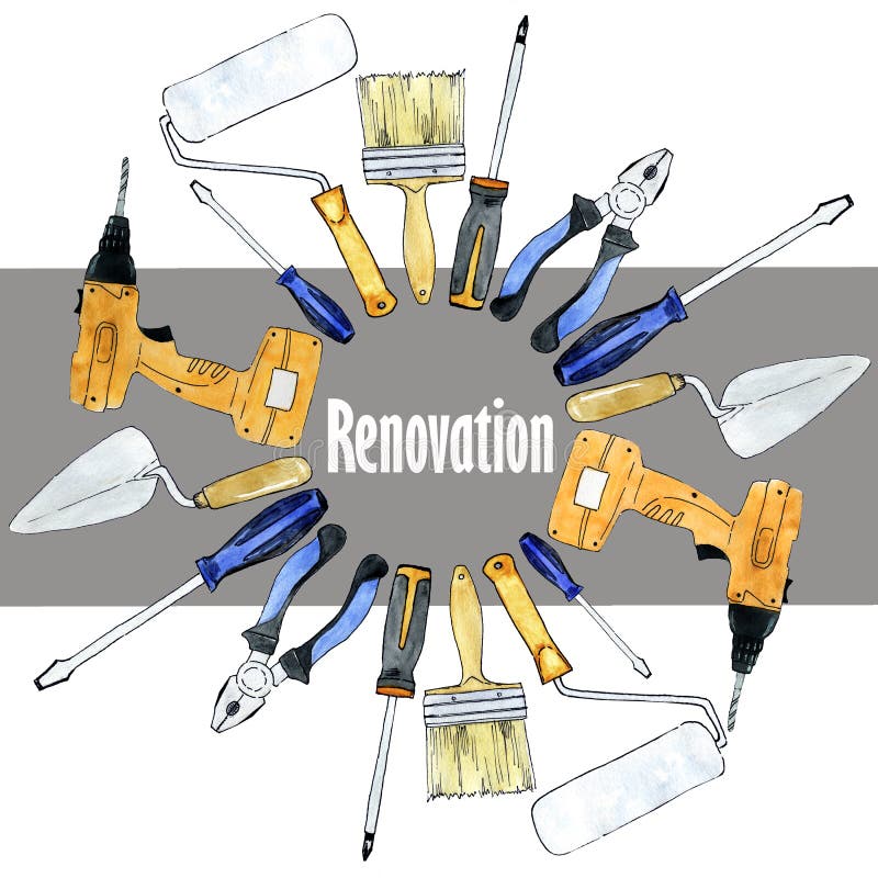 Construction Tools in a Circle Stock Illustration - Illustration of ...