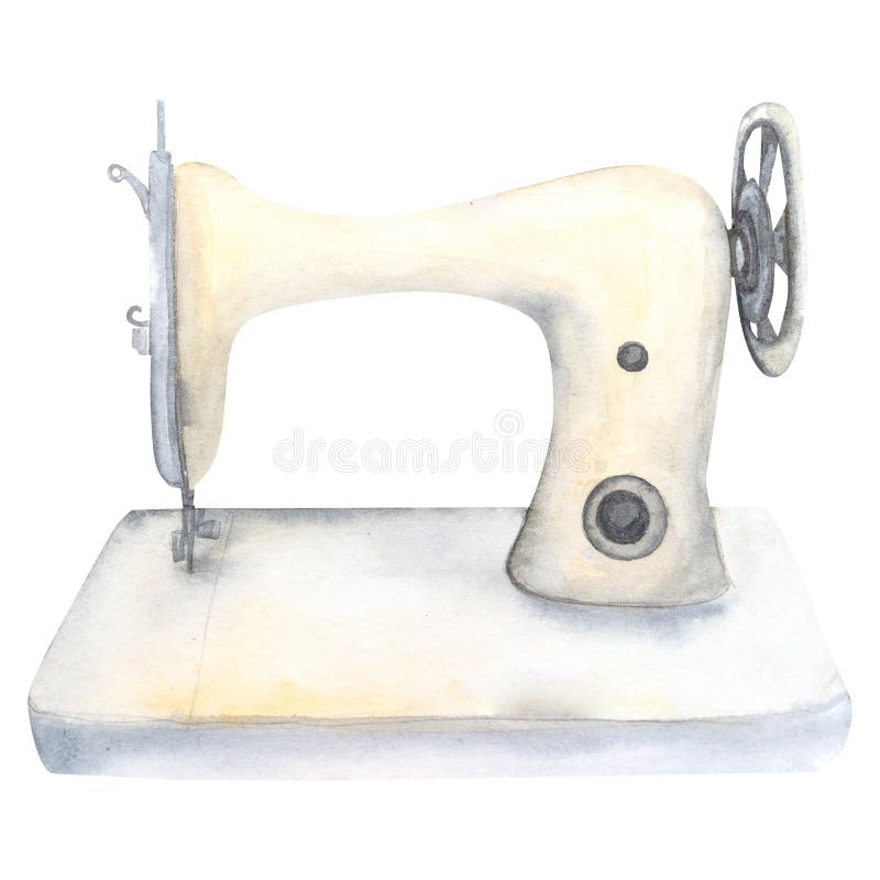 Watercolor Illustration of a Light Vintage Sewing Machine Stock ...