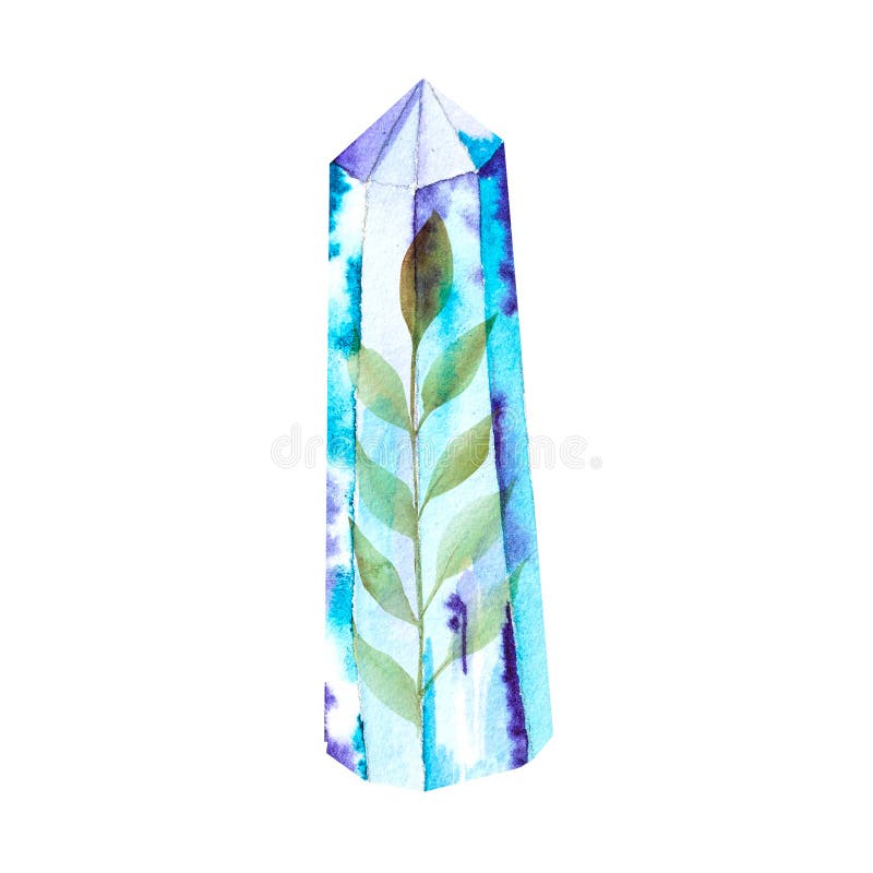 Watercolor Illustration of Magic Crystals, Hand Drawing, Esoterics ...