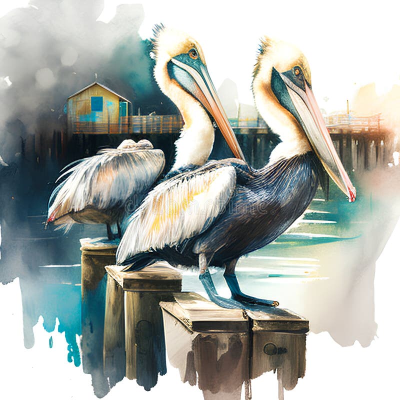 Pelicans Jetty Stock Illustrations – 3 Pelicans Jetty Stock ...