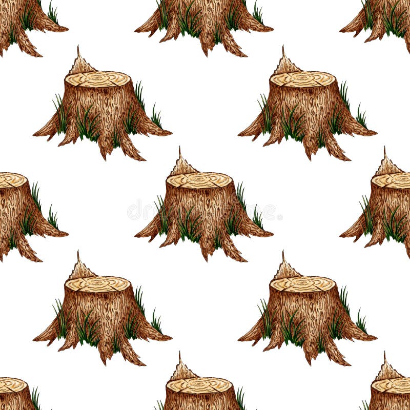 Pattern stump watercolor stock vector. Illustration of isolated - 254269645