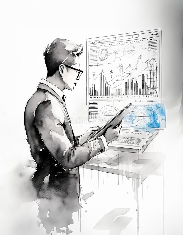 Analytical Mind at Work: Merging Art with Data Stock Illustration ...