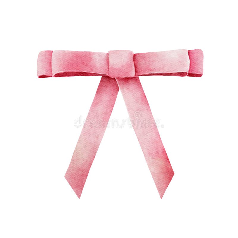 Watercolor Illustration of Pink Ribbon Bow 3 Stock Photo - Image of ...