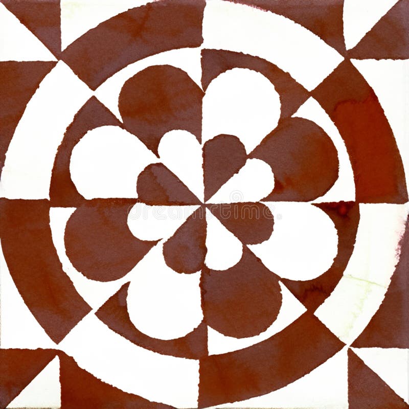 Watercolor Illustration of Portuguese Ceramic Tiles Pattern Stock ...