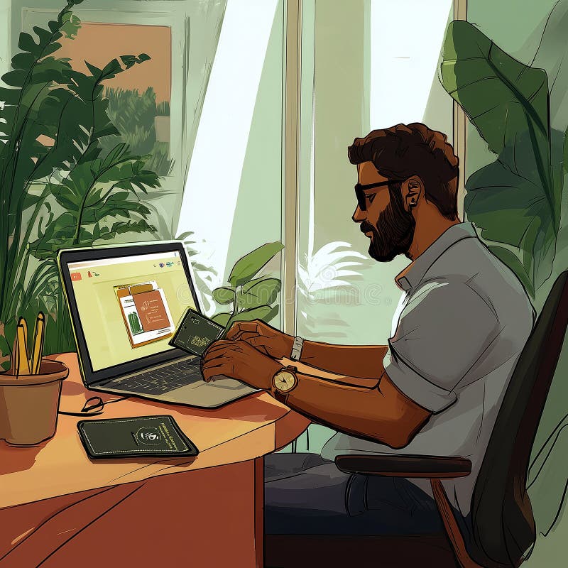 A Watercolor Illustration of a Programmer, Stock Illustration ...