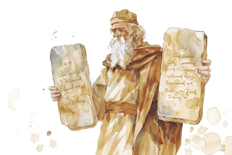 Watercolor Illustration of Prophet Moses Stock Illustration ...