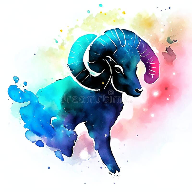Watercolor Illustration of a Ram. a Symbol of the Zodiac Stock ...