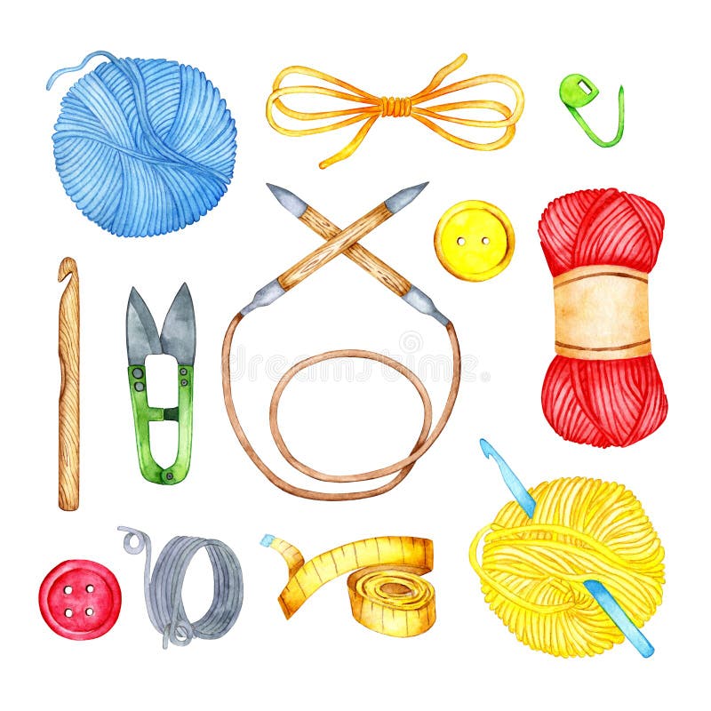 Knitting Tools and Supplies Stock Vector - Illustration of element ...
