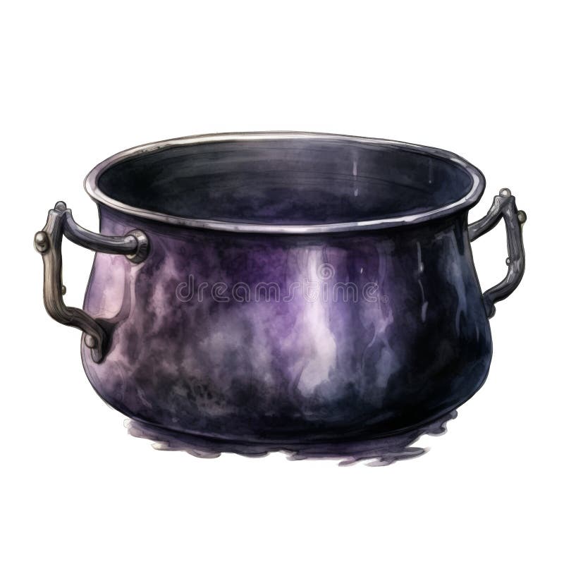 Watercolor Illustration of a Silver Cauldron Stock Photo - Illustration ...
